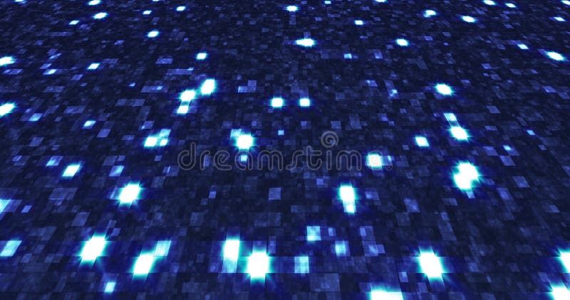 Blue Neon Technology Background. Glittering Blue Poligons Moving in a ...