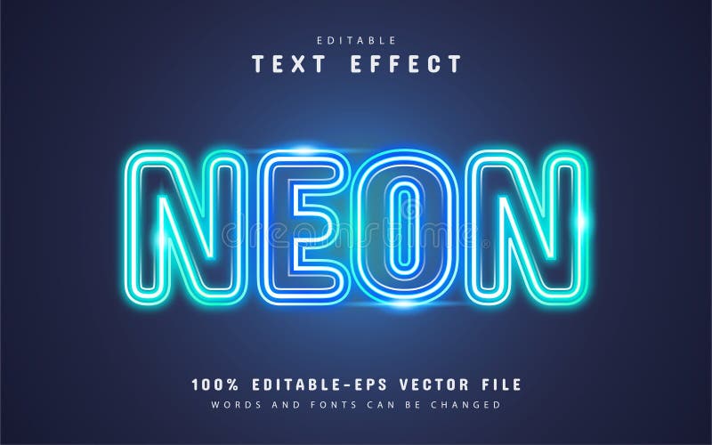 Blue neon text effect stock vector. Illustration of symbol - 255930671
