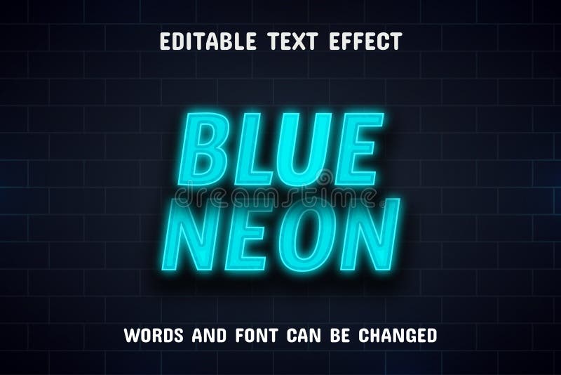 Blue Neon Text Effect Editable Stock Vector - Illustration of effect, glow: 255572749