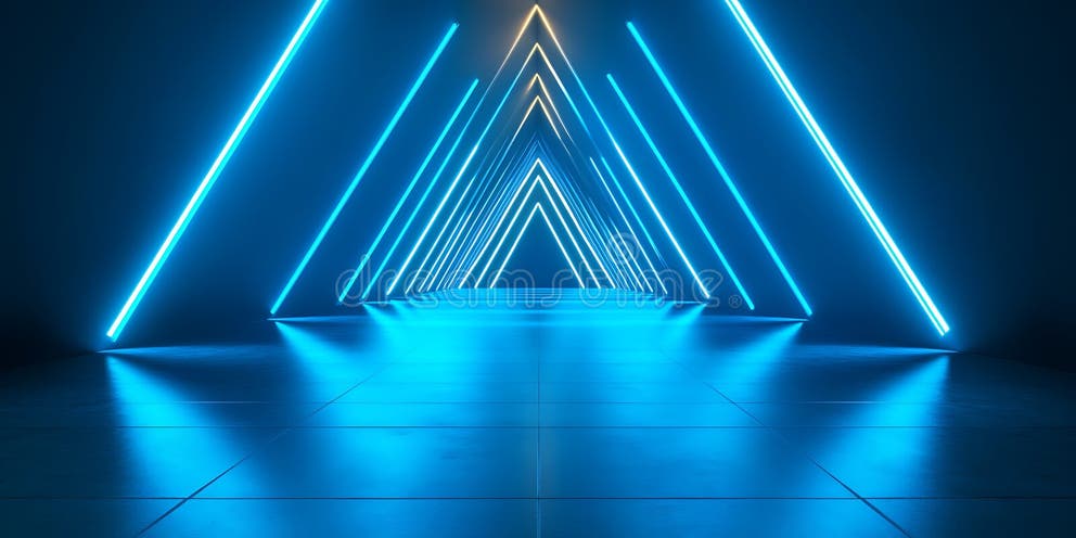 Blue Neon Triangle Lights stock illustration. Illustration of night ...