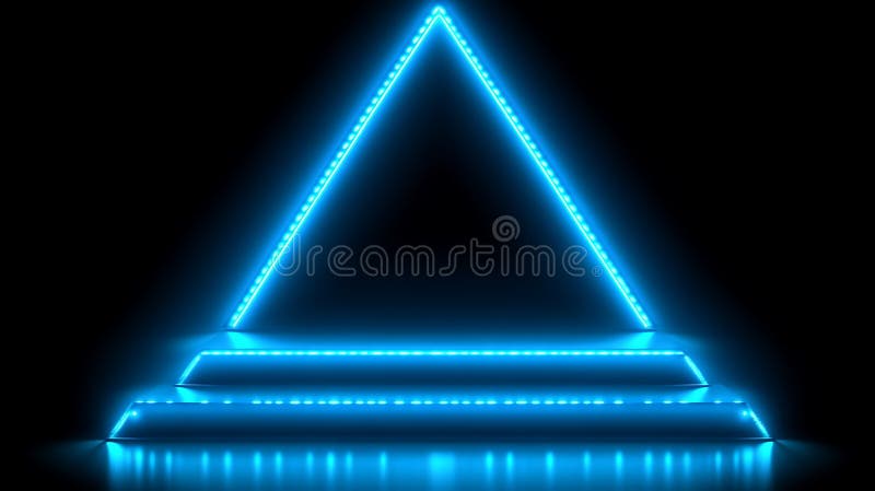 Blue Neon Triangle Stage Platform Design Stock Illustration ...