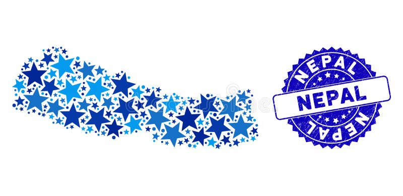 Blue Star Nepal Map Mosaic and Textured Stamp Seal Stock Vector ...
