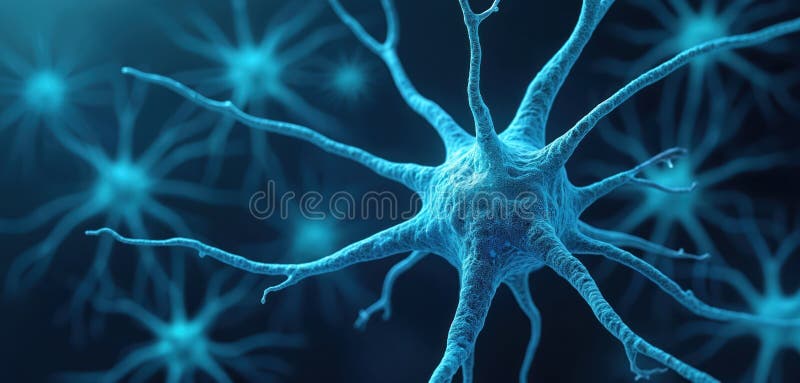 Nerve Cell Banner. System Neuron of Brain with Synapses Stock Photo ...