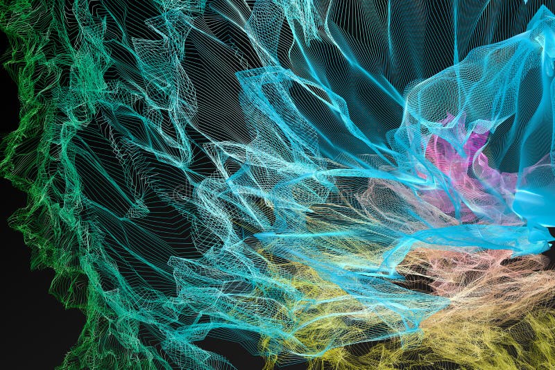 Blue Net. the Net Spreads. Futuristic Image. Different Dimensional ...