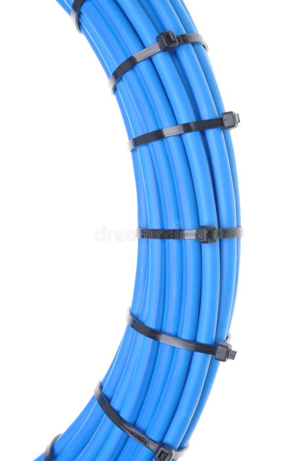 Blue Network Cable with Cable Ties Stock Photo - Image of global, link ...