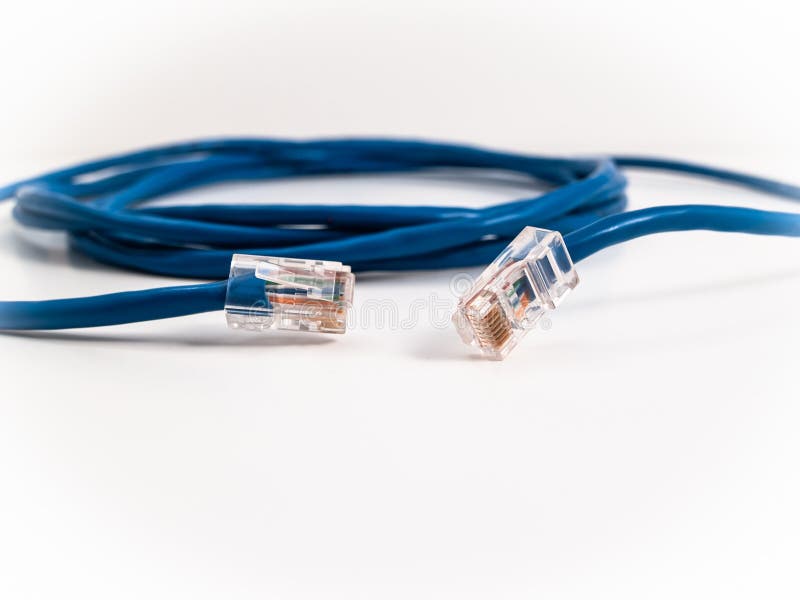 Blue Network Cable in Front of White Background Stock Image - Image of ...
