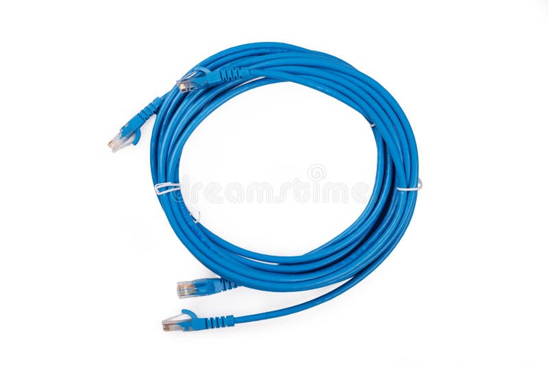 Blue Network Cable with Molded RJ45 Plug Stock Image - Image of blue ...