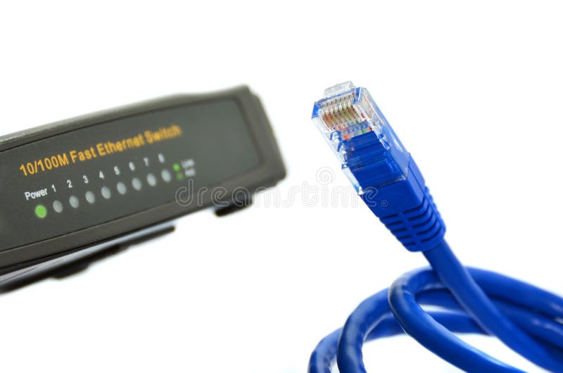 Blue Network Cable and Switch Stock Photo - Image of business ...