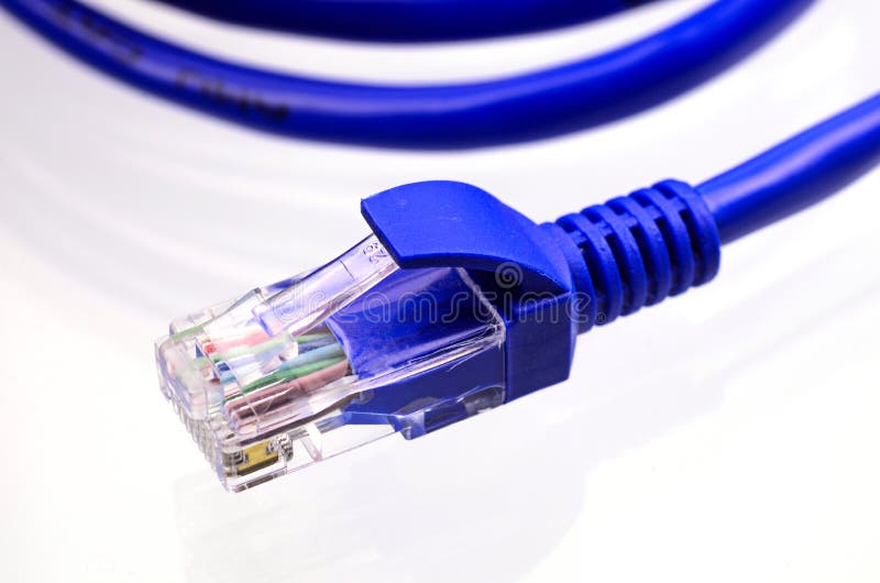 Blue Network Cable on White Background Stock Image - Image of computer ...