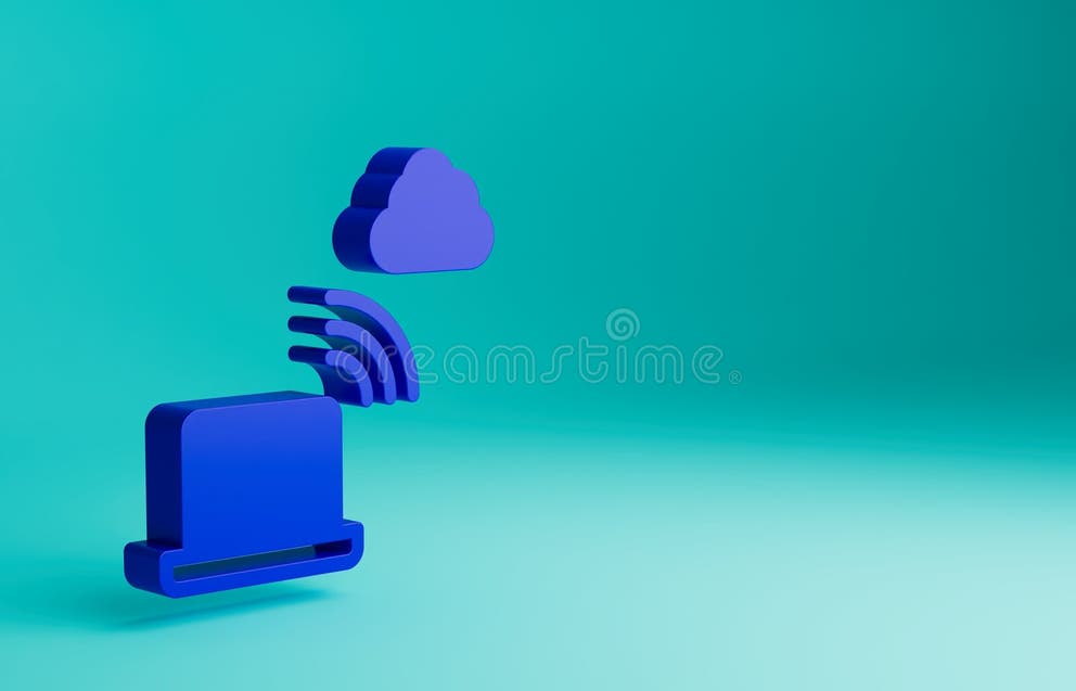 Blue Network Cloud Connection Icon Isolated on Blue Background. Social ...