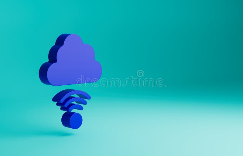 Blue Network Cloud Connection Icon Isolated on Blue Background. Social ...