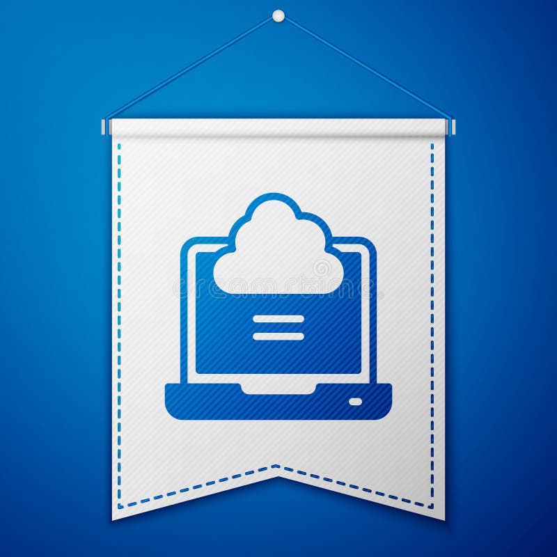 Blue Network Cloud Connection Icon Isolated on Blue Background. Social ...