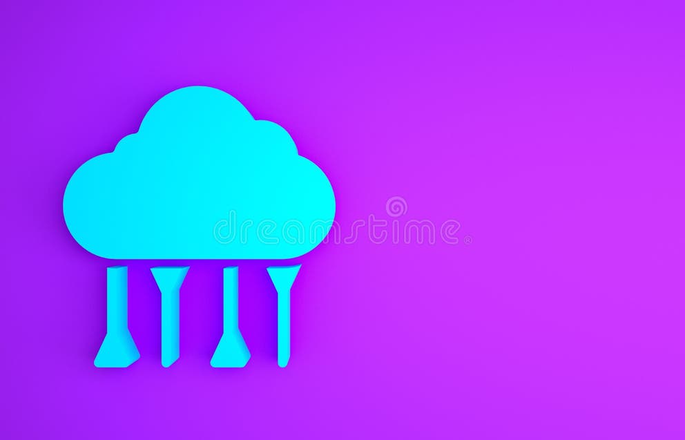 Blue Network Cloud Connection Icon Isolated on Purple Background ...