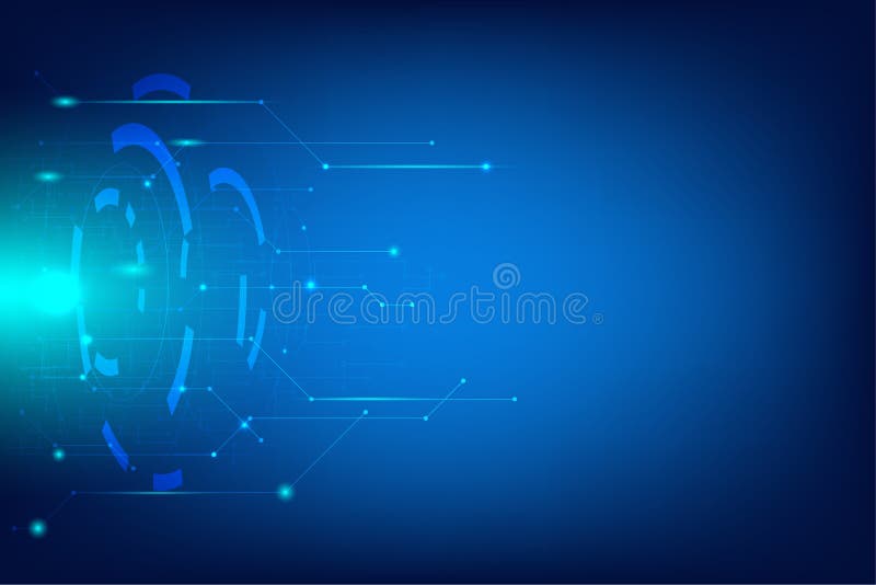 Abstract Blue Technology Background with Shine Light and Split Circular ...