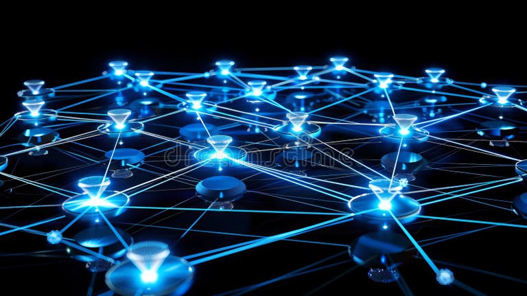 Blue Network Connection Grid Structure, Global Data System Stock ...