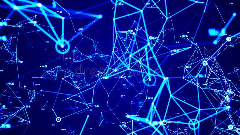 Blue Network Connection with Line and Digital Number for Business ...