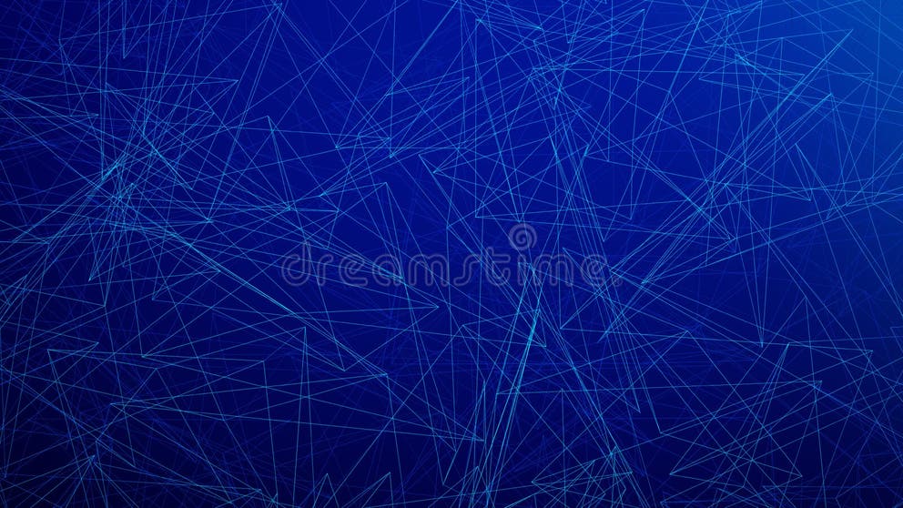 Blue Network Connection Triangle Lines on Blue Background Stock ...