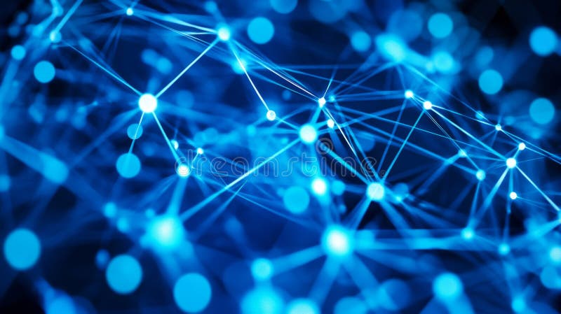 Blue Network Connections with Glowing Lines and Dots in a Digital ...