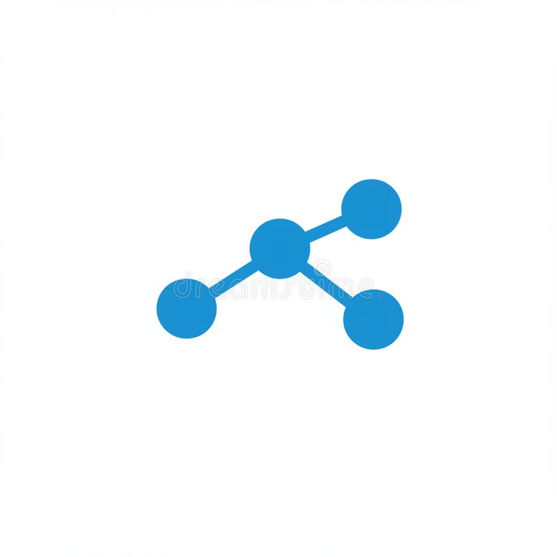 Blue Network Icon with Four Connected Circles Forming a Molecular ...