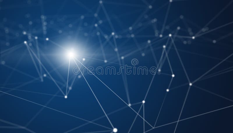 Blue Network Mesh Grid Wireframe with Pink Particle Dots Over Blue ...