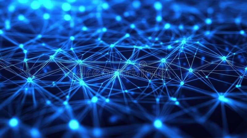 Blue Network: a Modern Abstract Digital Connection with Nodes and Lines ...