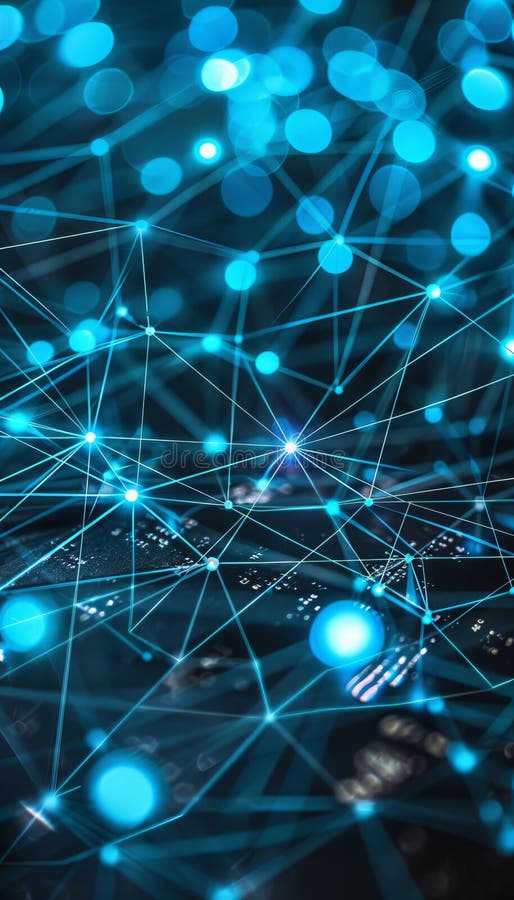 Blue Network Nodes Connected by Lines Illustrating Data Flow for ...