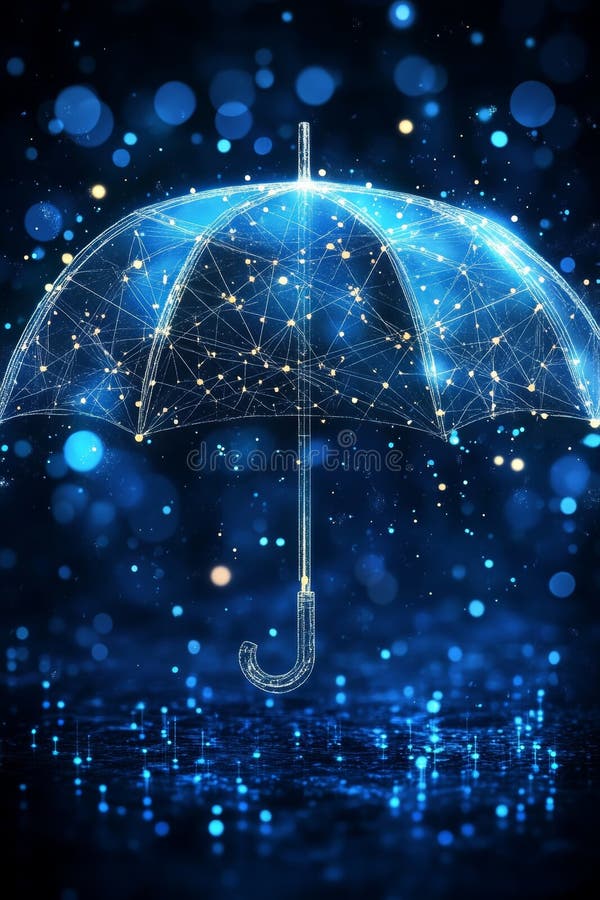 Blue Network Umbrella, Technology Cyber Security Concept, Digital ...