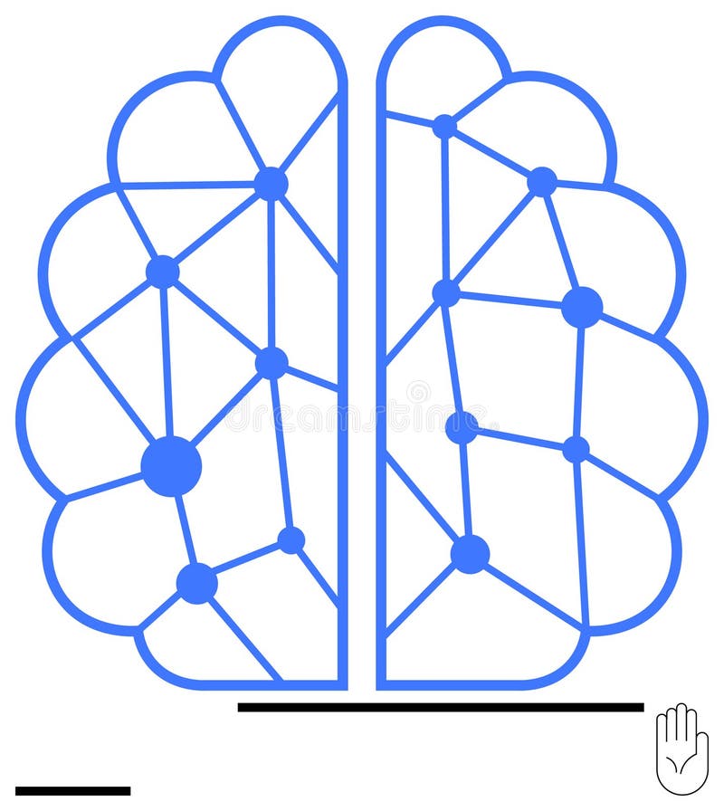 Blue Neural Network Brain Concept with Linked Nodes Representing ...