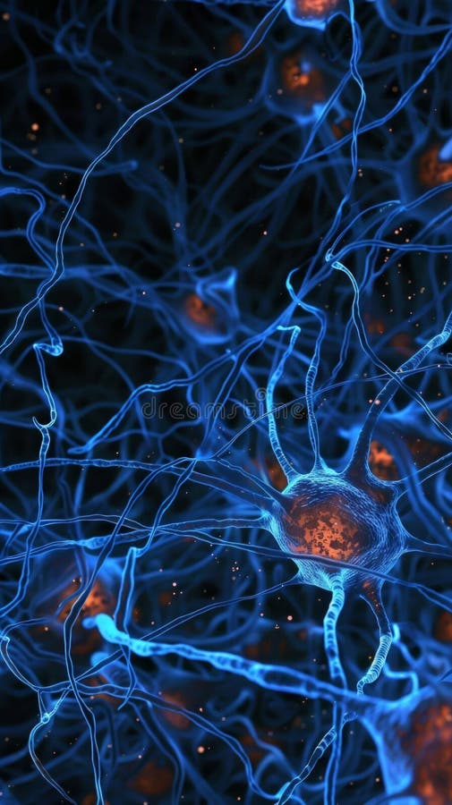 Blue Neural Network Inside Central Nervous System Stock Photo - Image ...