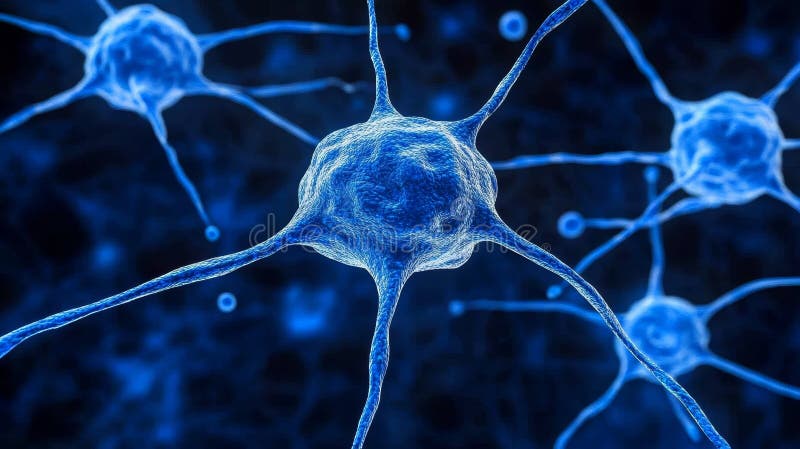 Blue Neural Network Microscopic View of Interconnected Neurons on a ...