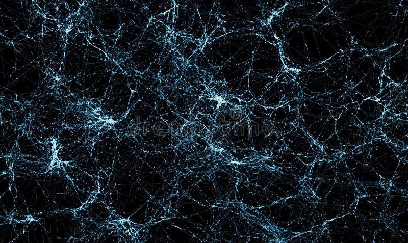 Blue Neural Network Web on Black Background for Science, AI, Medical ...
