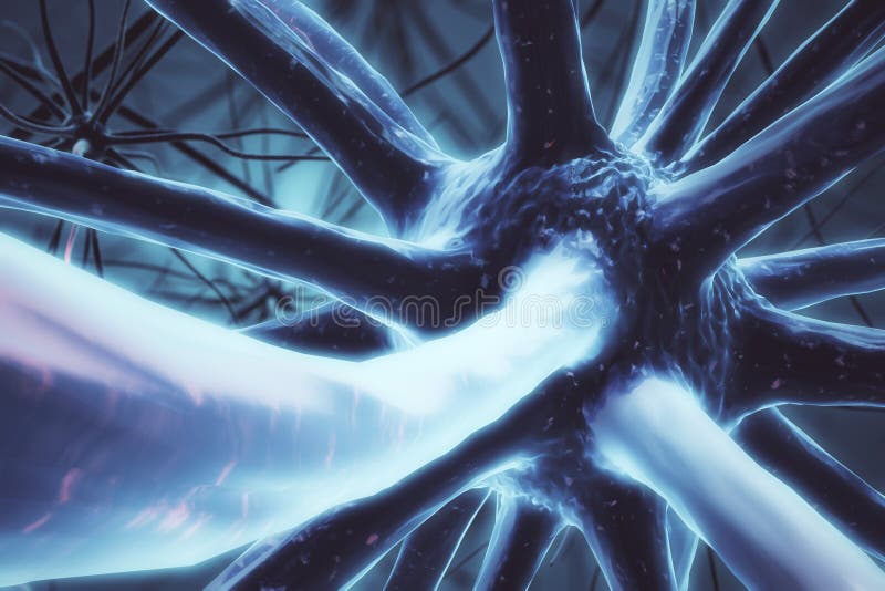 Blue Neuron Cell. Brain Activity and Dendrites Stock Vector ...