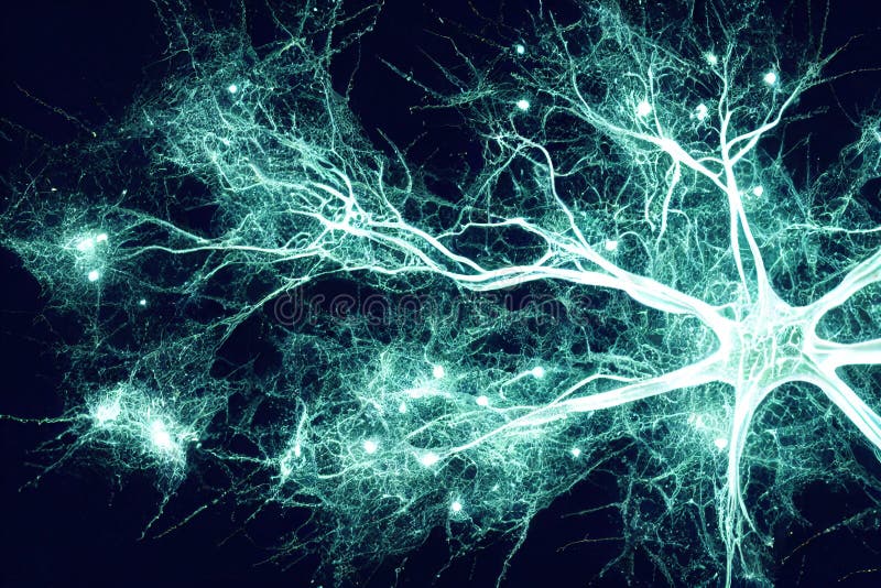 Blue Neurons Firing Electrical Signals, Generative AI Stock ...