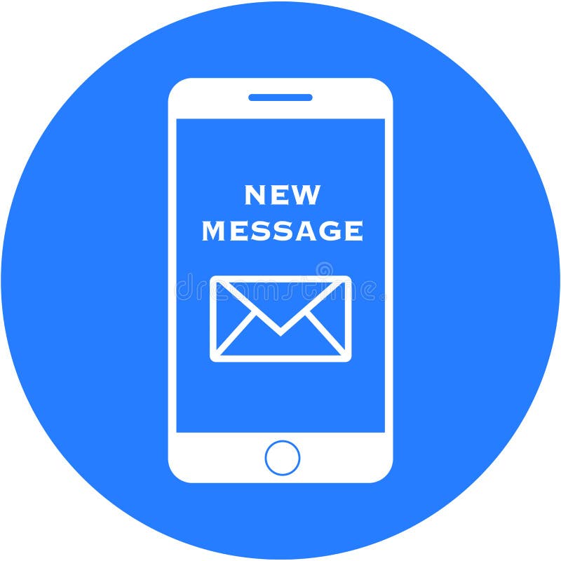 Blue New Message Design in a Flat Round Button Stock Illustration ...