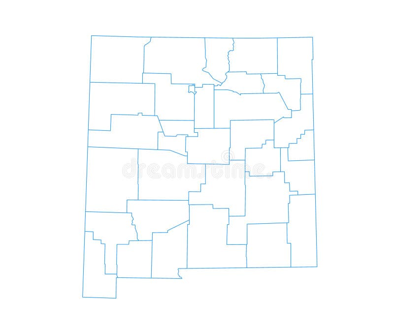Blue New Mexico Administrative Map with Counties Stock Illustration ...