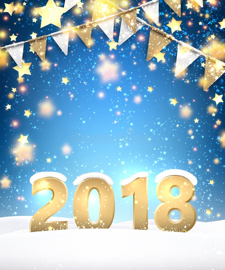 Blue 2018 New Year Background. Stock Vector - Illustration of decor ...