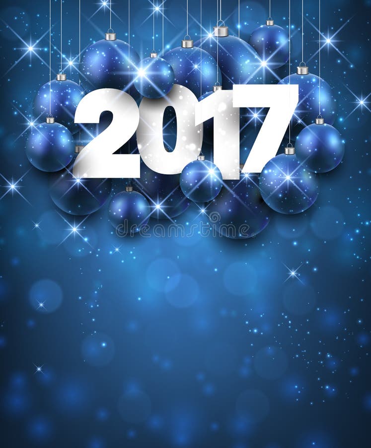 Blue 2017 New Year Background. Stock Vector - Illustration of header ...