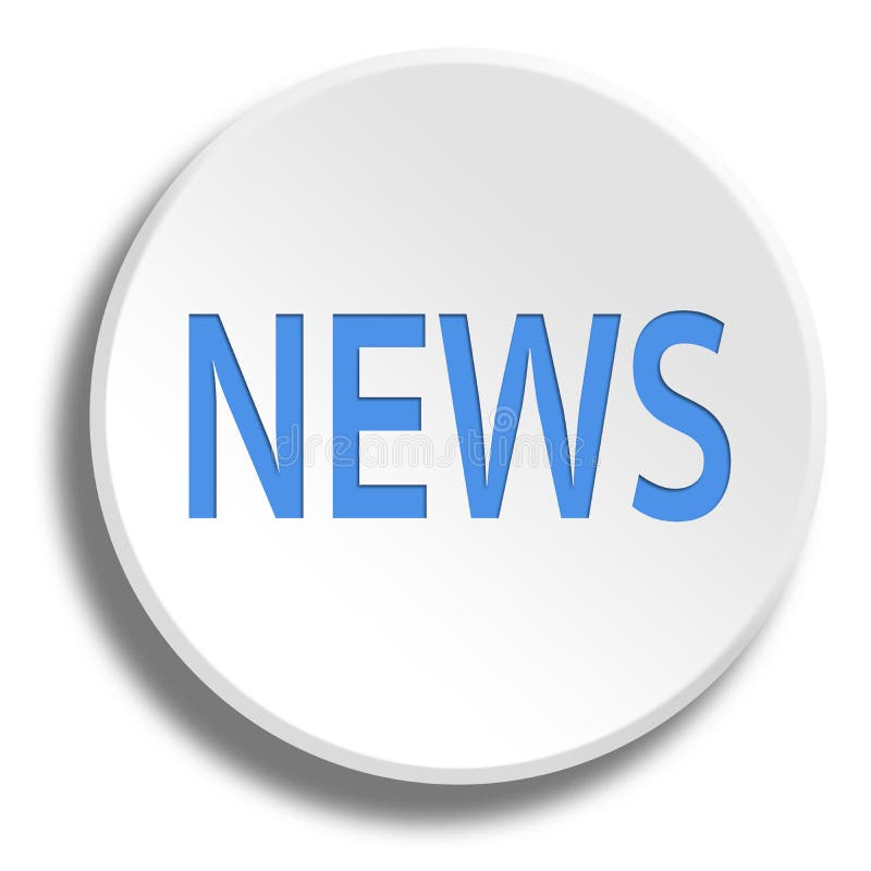 Blue News in Round White Button with Shadow Stock Illustration ...