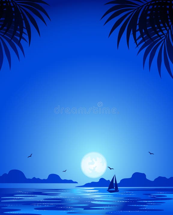 Blue night stock vector. Illustration of peacefull, beach - 17118448
