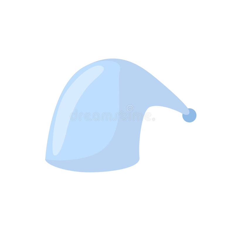 Blue Night Cap for Sleep on White Background. Soft Elements Bedtime for ...