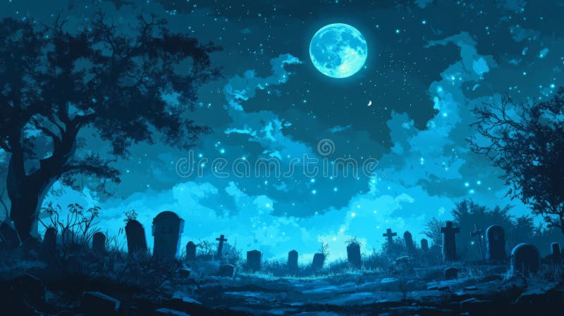 Night cemetery stock illustration. Illustration of spirit - 101309790
