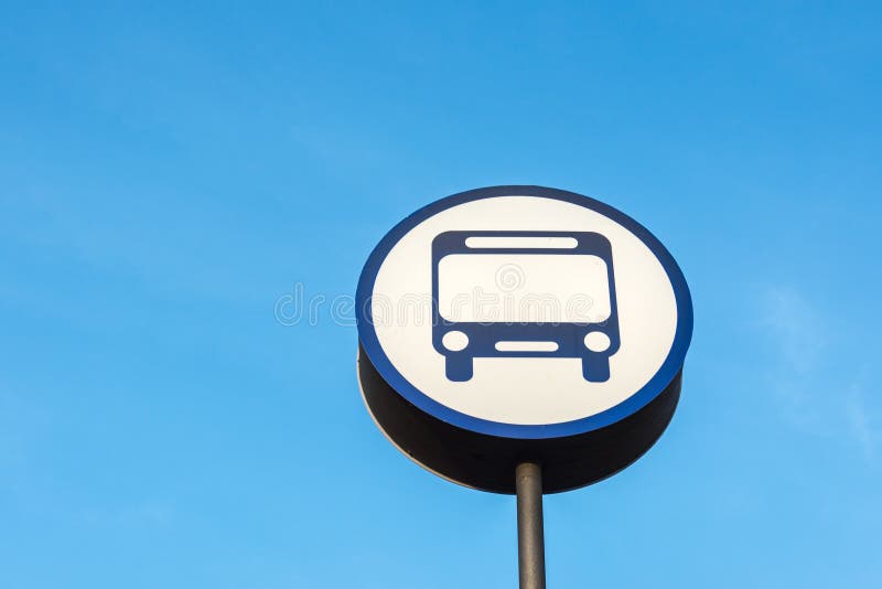 Blue Night Liner Bus Stop Sign on a Pole Stock Photo - Image of city ...