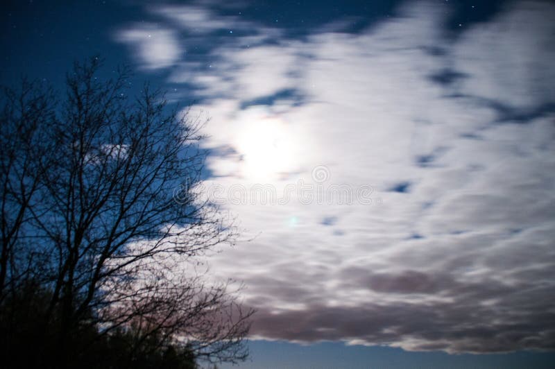 Blue Night with Moon Under Clouds Stock Image - Image of cycle, month ...