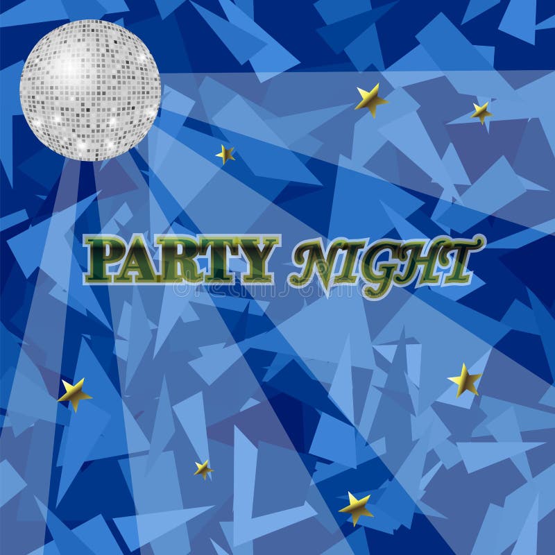 Blue Night Party Background with Mirror Sphere. Disco Club Banner Stock ...