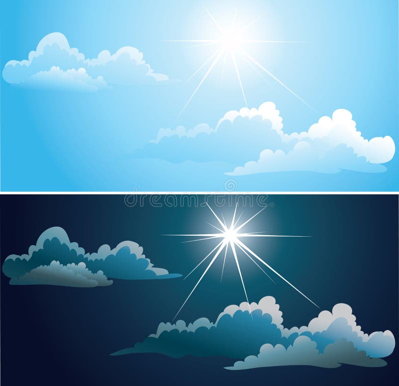 Blue and Nightly Sky with White Clouds Stock Vector - Illustration of ...