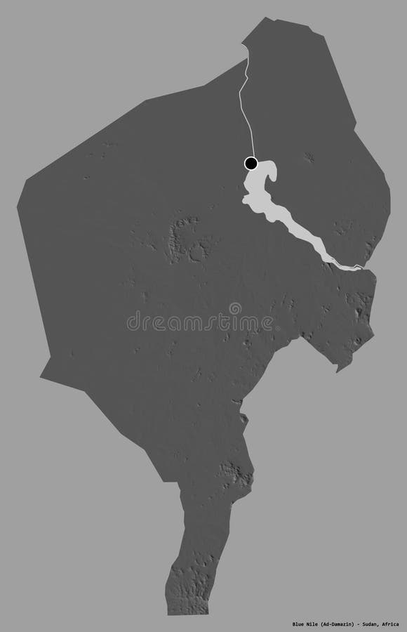 Blue Nile, State of Sudan, on Solid. Bilevel Stock Illustration ...