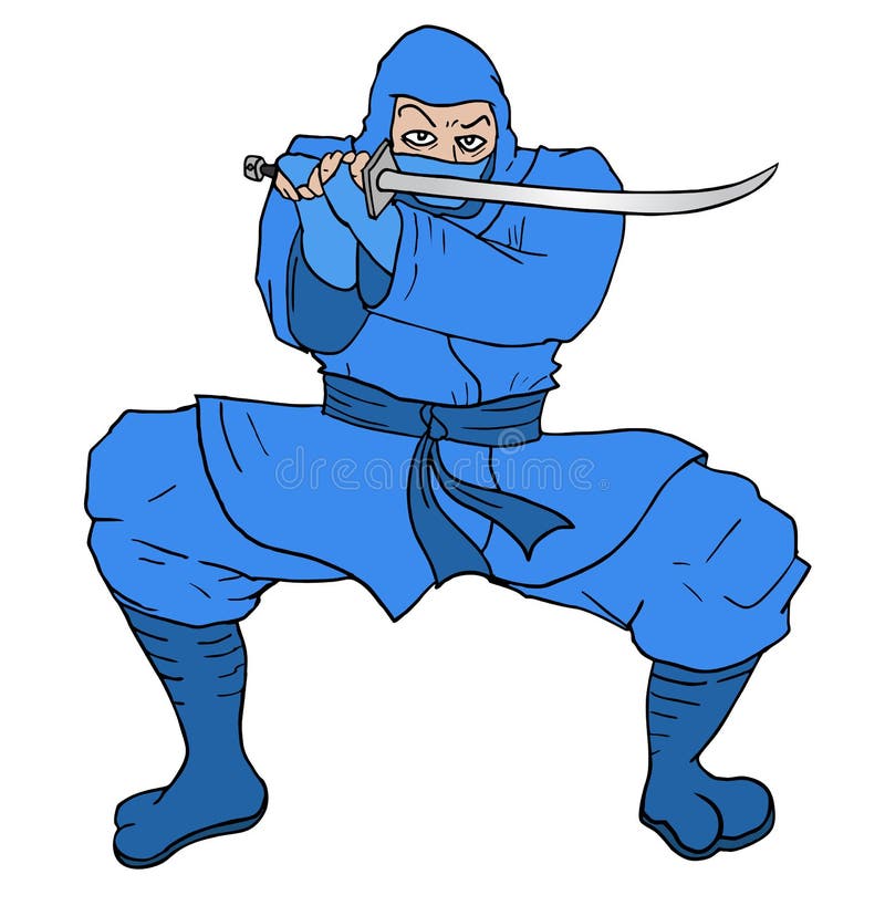 The Blue Ninja stock vector. Illustration of japan, brand - 209258352