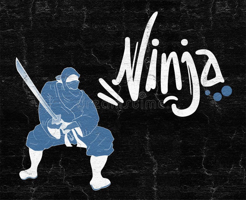 The Blue Ninja stock vector. Illustration of japan, brand - 209258352