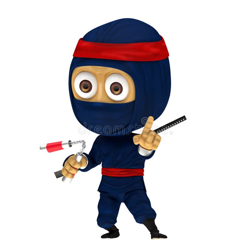 Blue ninja pose stock illustration. Illustration of black - 65582052