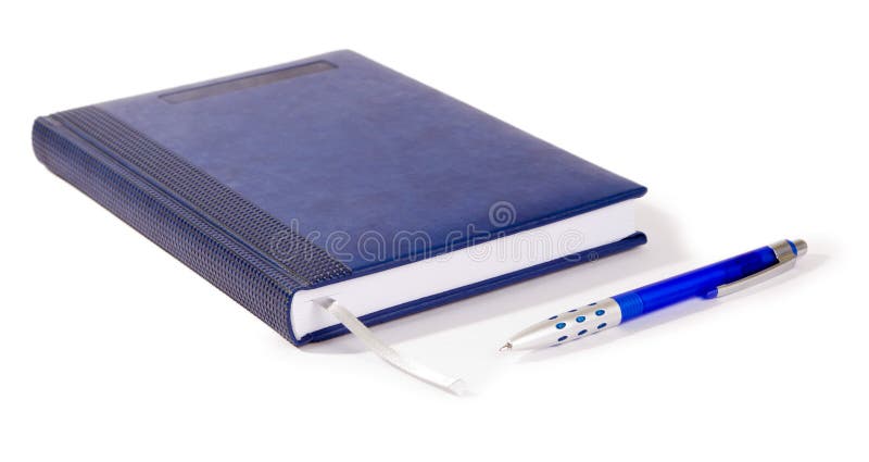 Blue Notebook with Texture, Felt-tip Pen on the Background of an Open ...